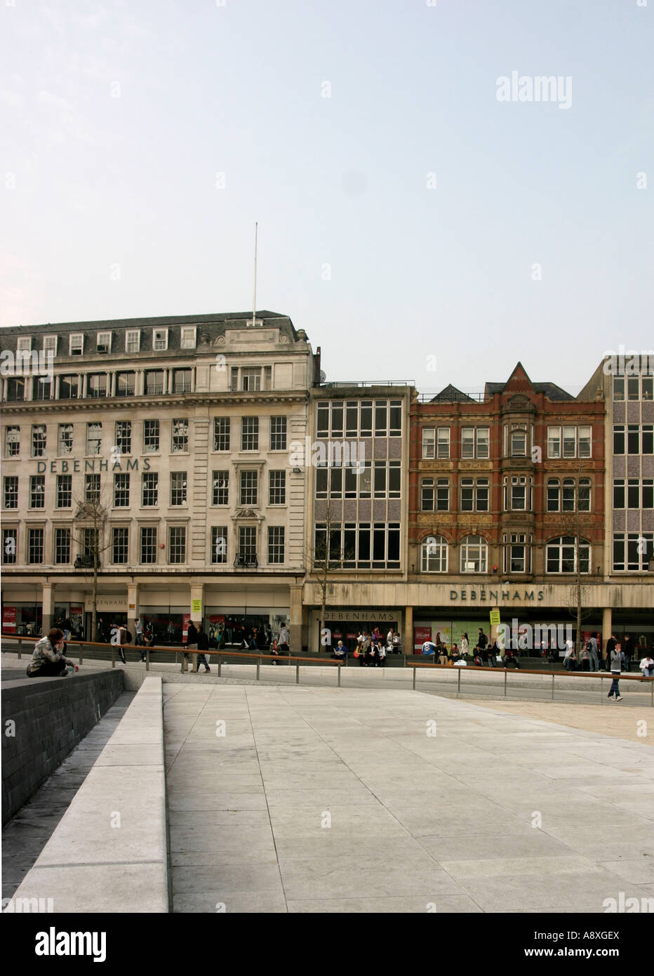 The top end of Nottinghams' new market Square. This is the water ...