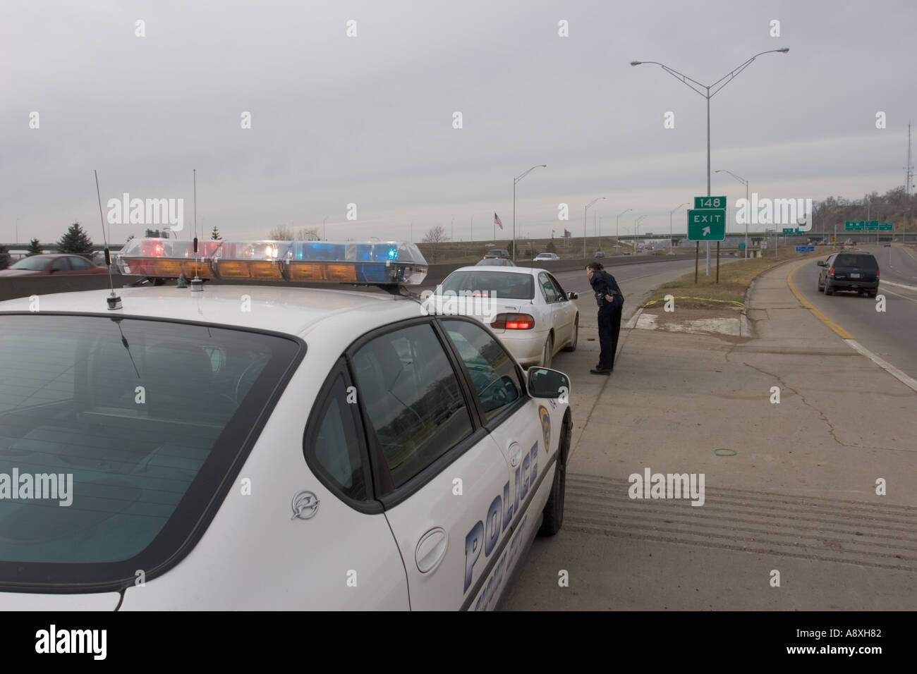 Female police officer making traffic stop The stopped driver was ...