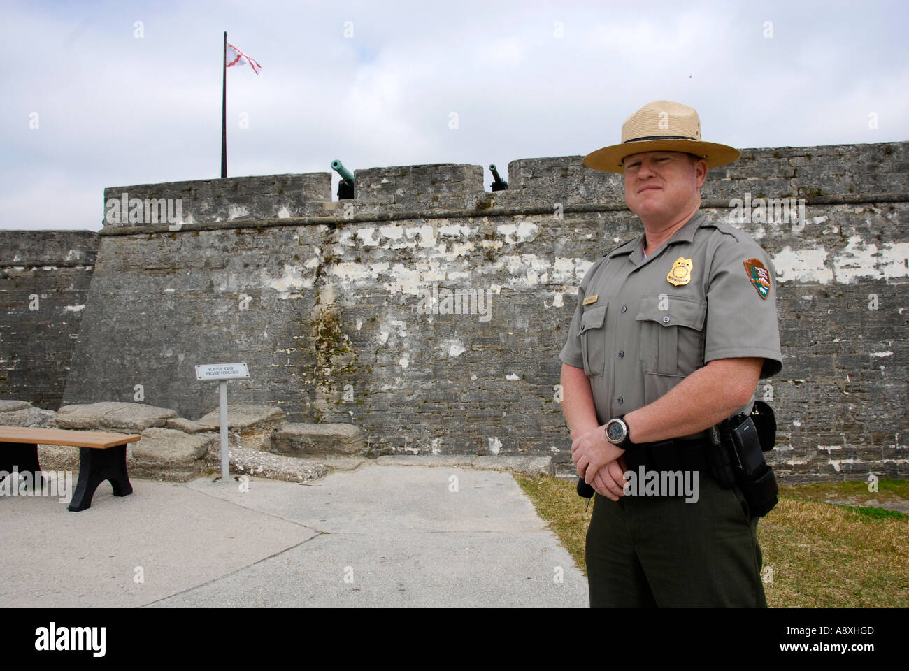 National Park Service Ranger at the fort Castillo de San Marcos in St ...
