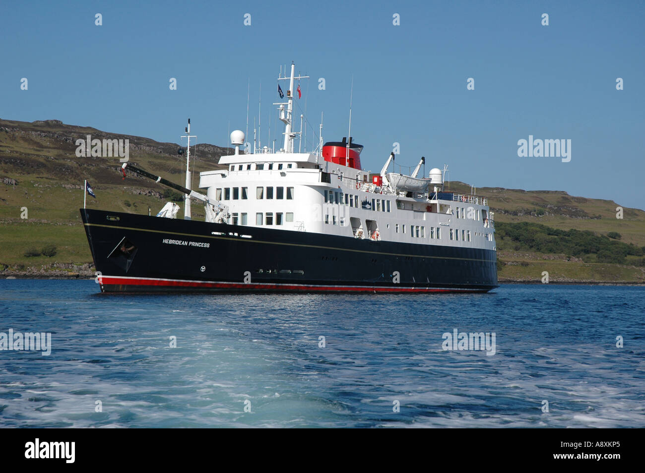 Luxury cruise ship Hebridean Princess in the Western Isles of Scotland ...