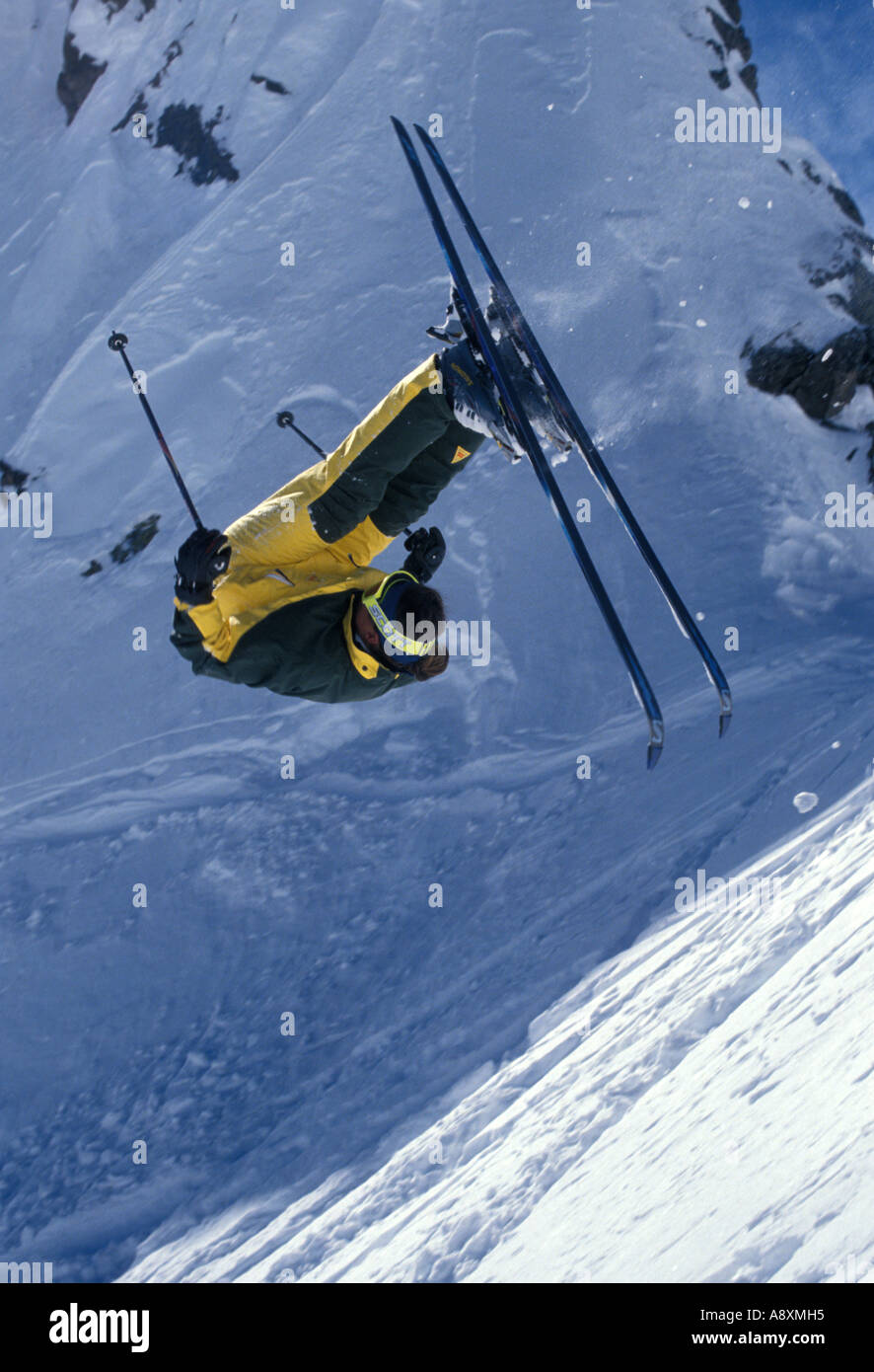 skier flying through the air Stock Photo - Alamy