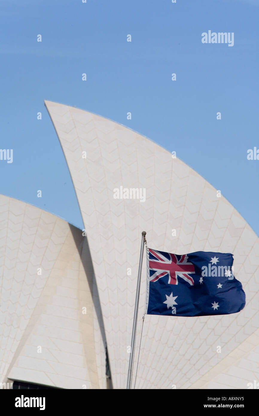 Australian Flag Waving infront of Sydney Opera House Stock Photo - Alamy