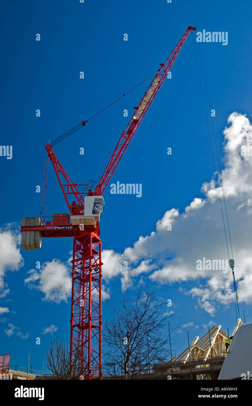 Builders crane erecting a block of flats in Filey North yorkshire ...