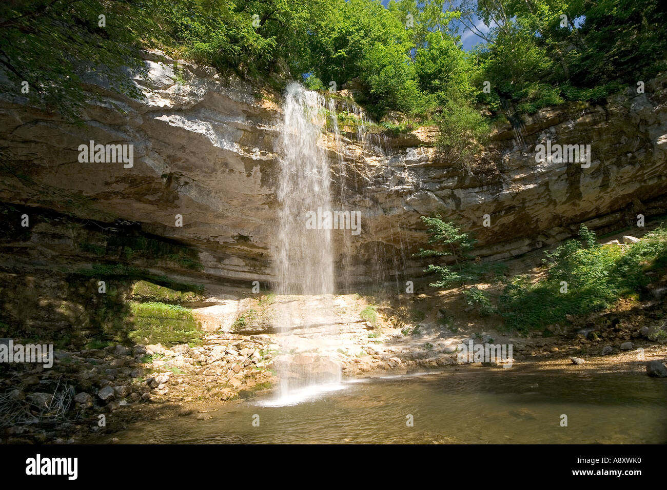 The Girard Falls in the valley of the Hérisson (France). Le Saut Girard ...