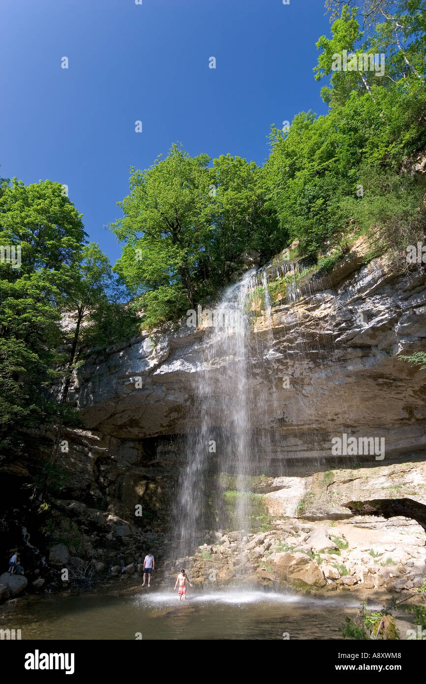 The Girard Falls in the valley of the Hérisson (France). Le Saut Girard ...