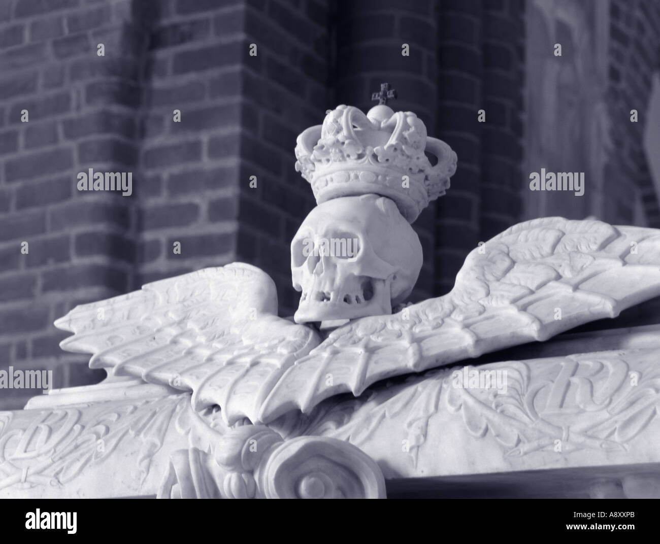 Death. Royal Death's head on tomb of King Christian V, Dom Kyrka ...