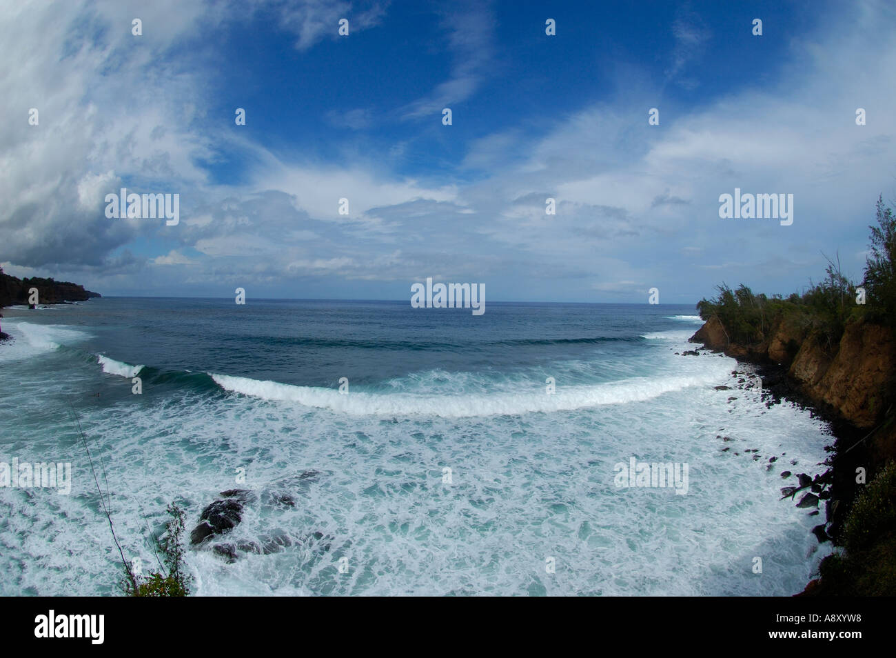 Surfing at Lighthouse Kohala Hawaii Stock Photo - Alamy