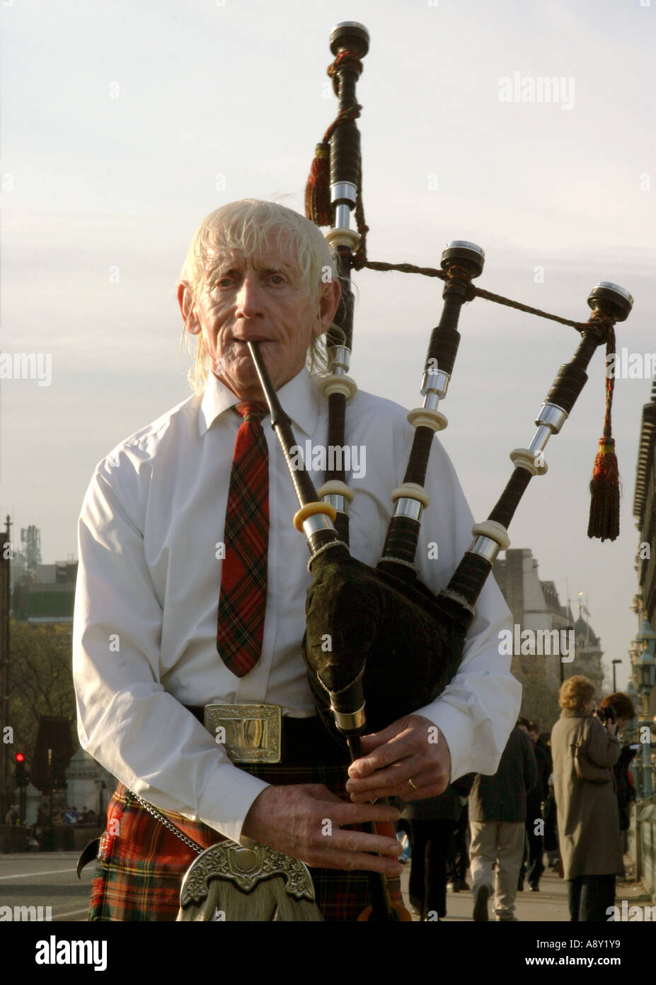 London England Scotish Piper Traditional Bag Pipe Player Stock Photo ...