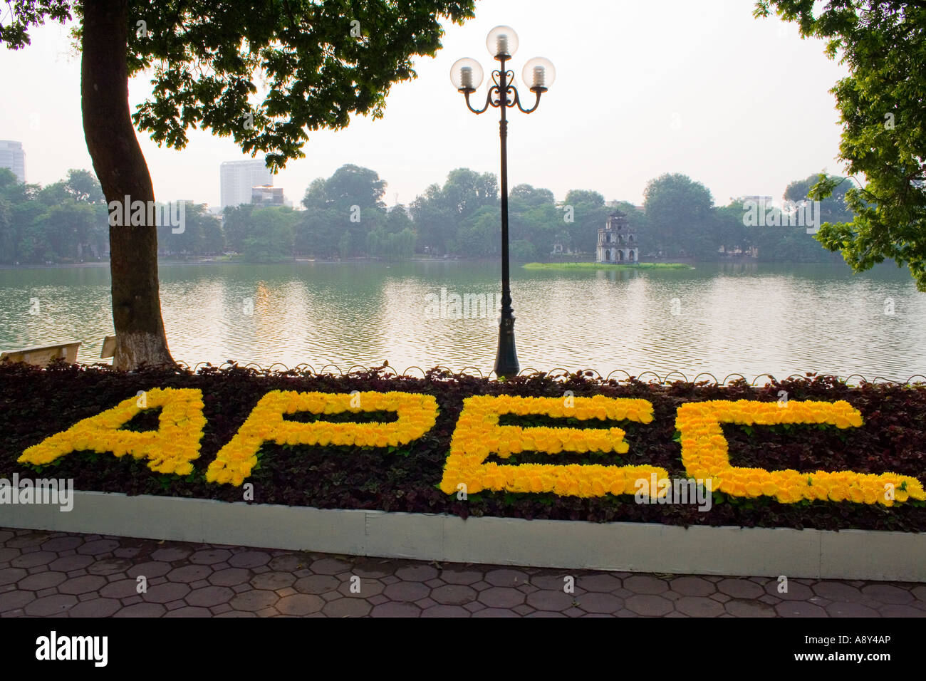 APEC Sign Made of Flowers Hap Rua Lake Hanoi Vietnam Stock Photo - Alamy