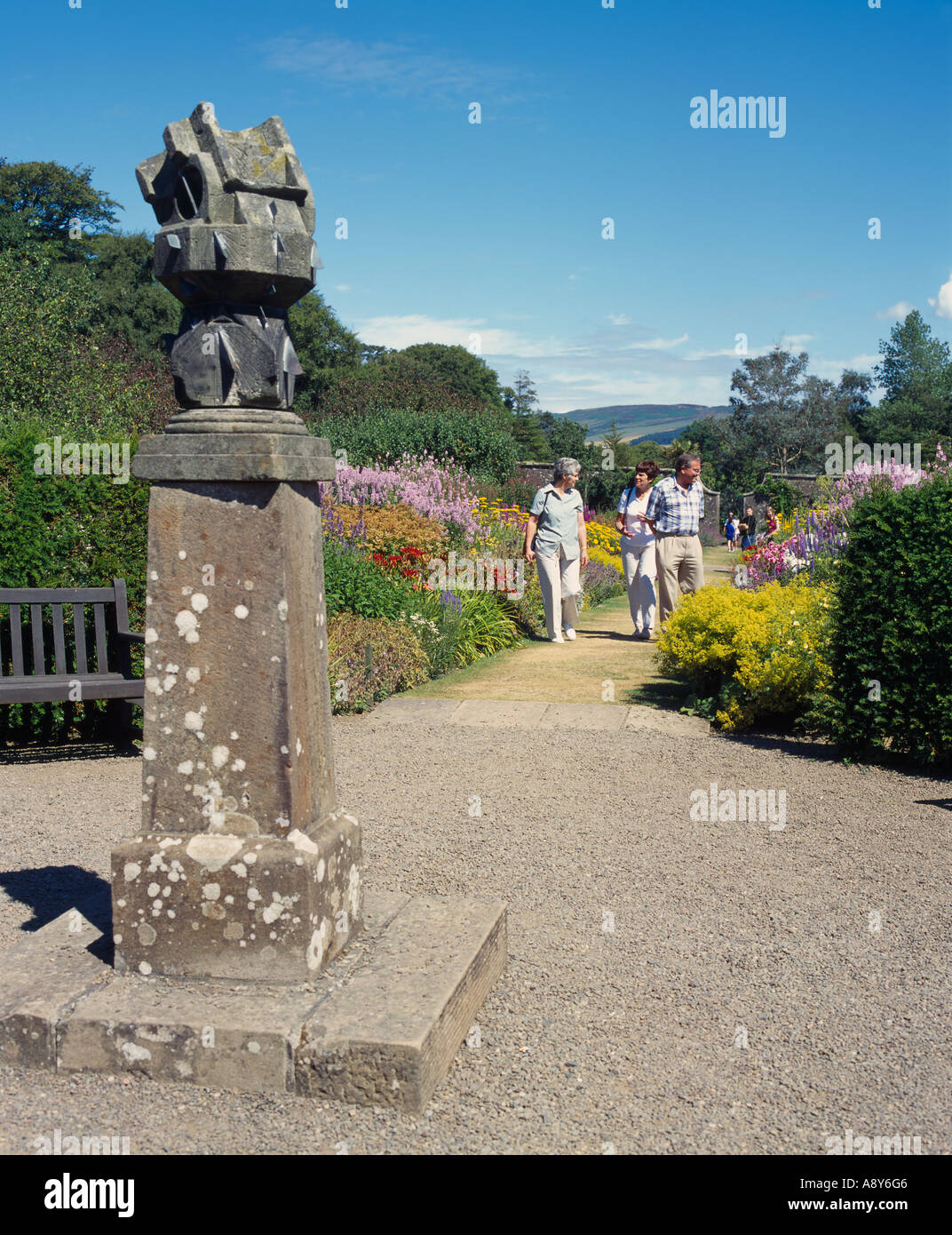 Sundial and tourists at Culzean Castle and Country Park, Maybole, South ...