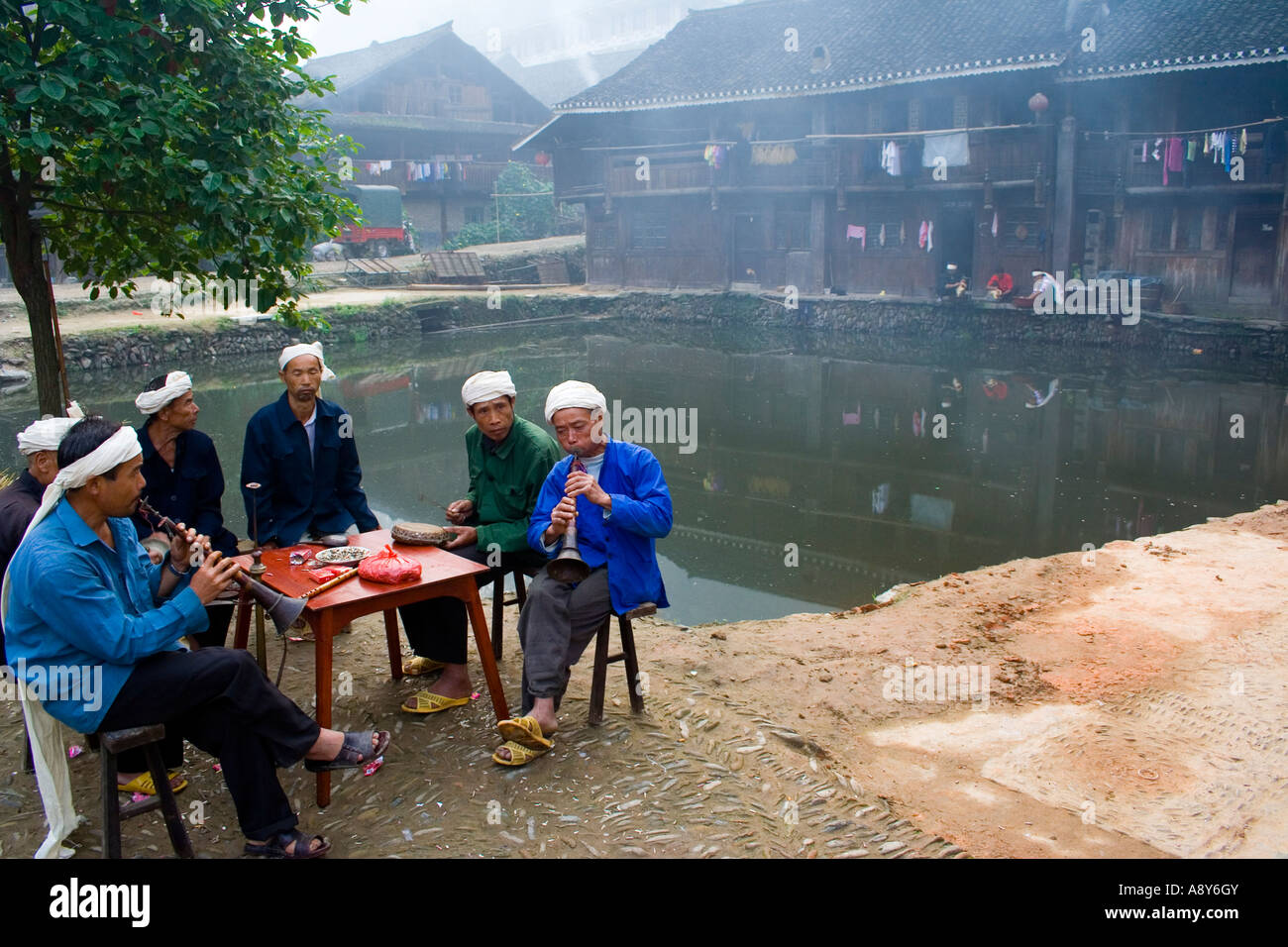 Traditional Dong Chinese Funeral Ceremony under a Drumtower Zhaoxing ...