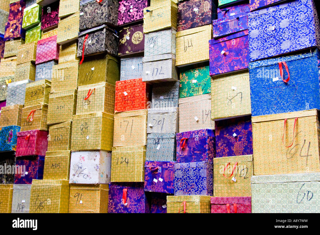 Stacks of Colourful Numbered Boxes Stock Photo - Alamy