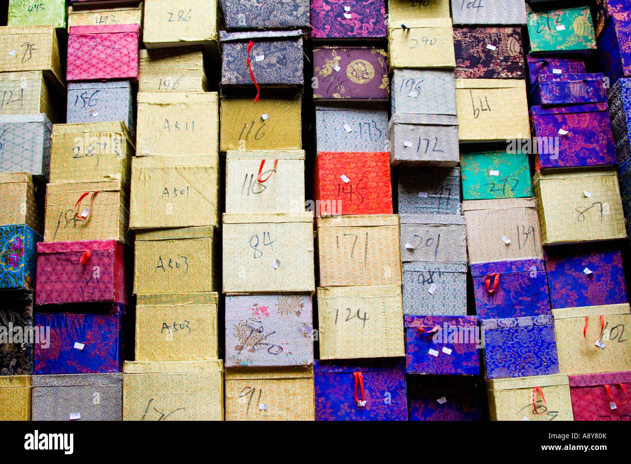Stacks of Colourful Numbered Boxes Stock Photo - Alamy