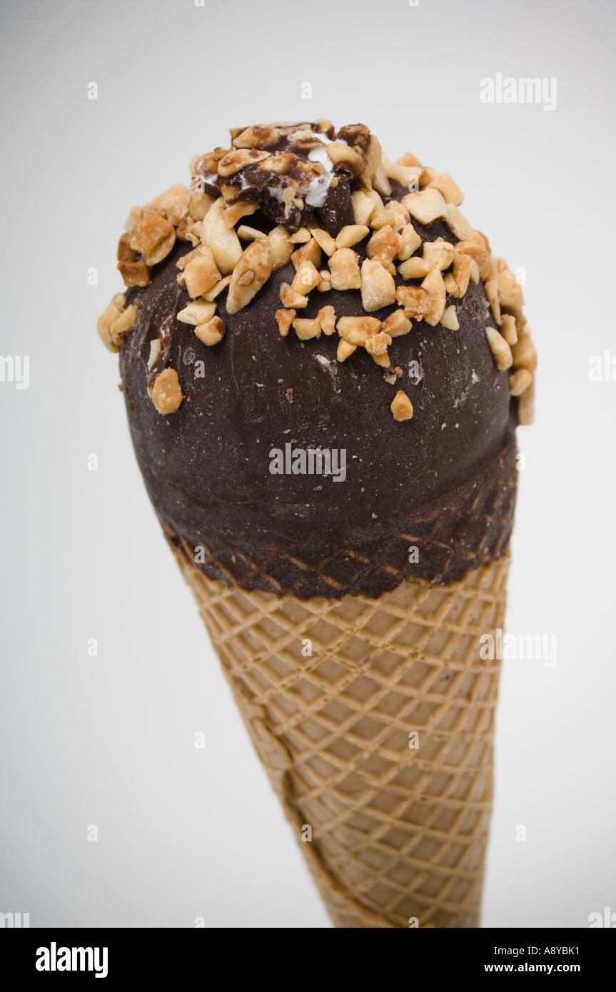 Chocolate covered ice cream cone Stock Photo - Alamy