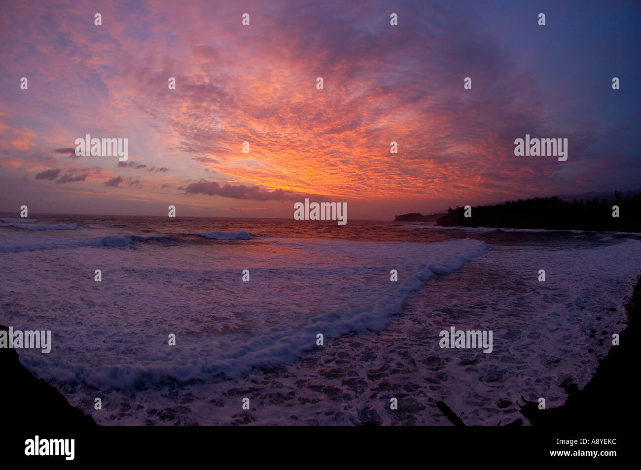 Sunrise at Lighthouse area Kohala coast The Big Island of Hawaii Stock ...