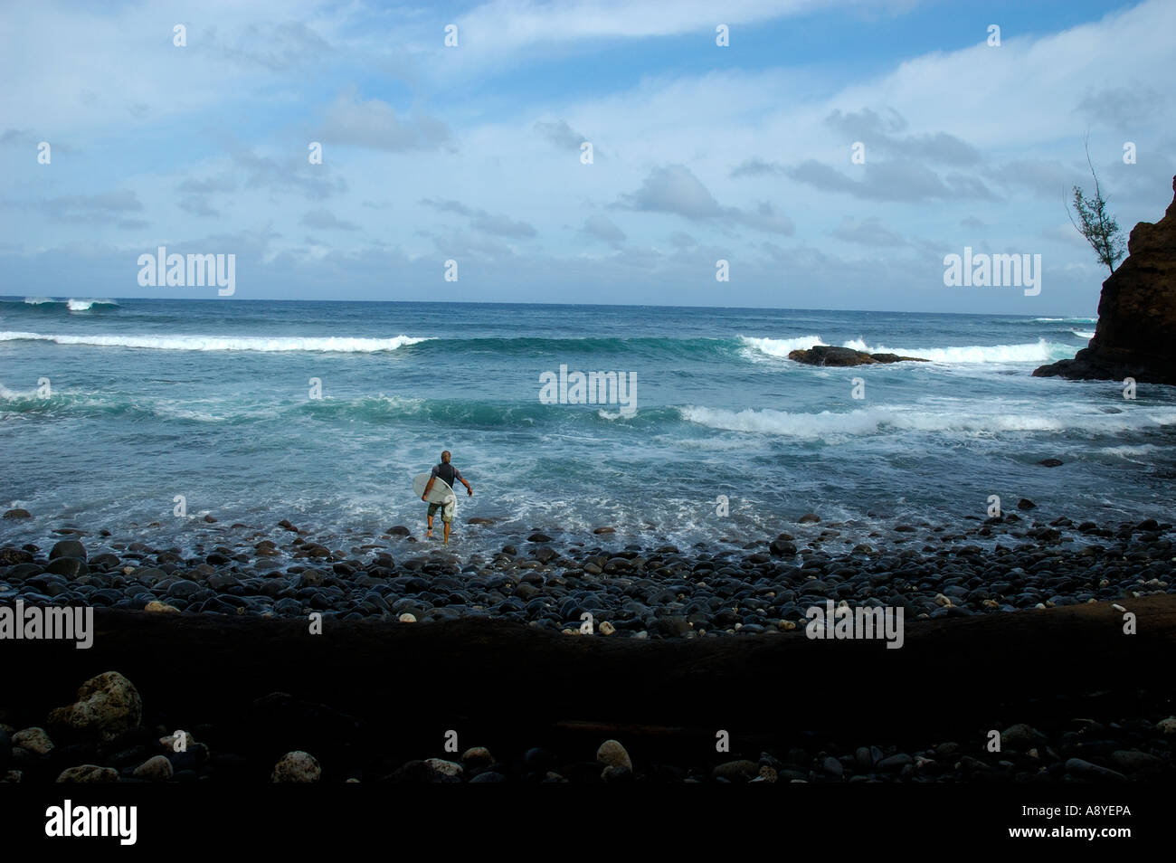 Surfing at Lighthouse area Kohala coast The Big Island of Hawaii Stock ...