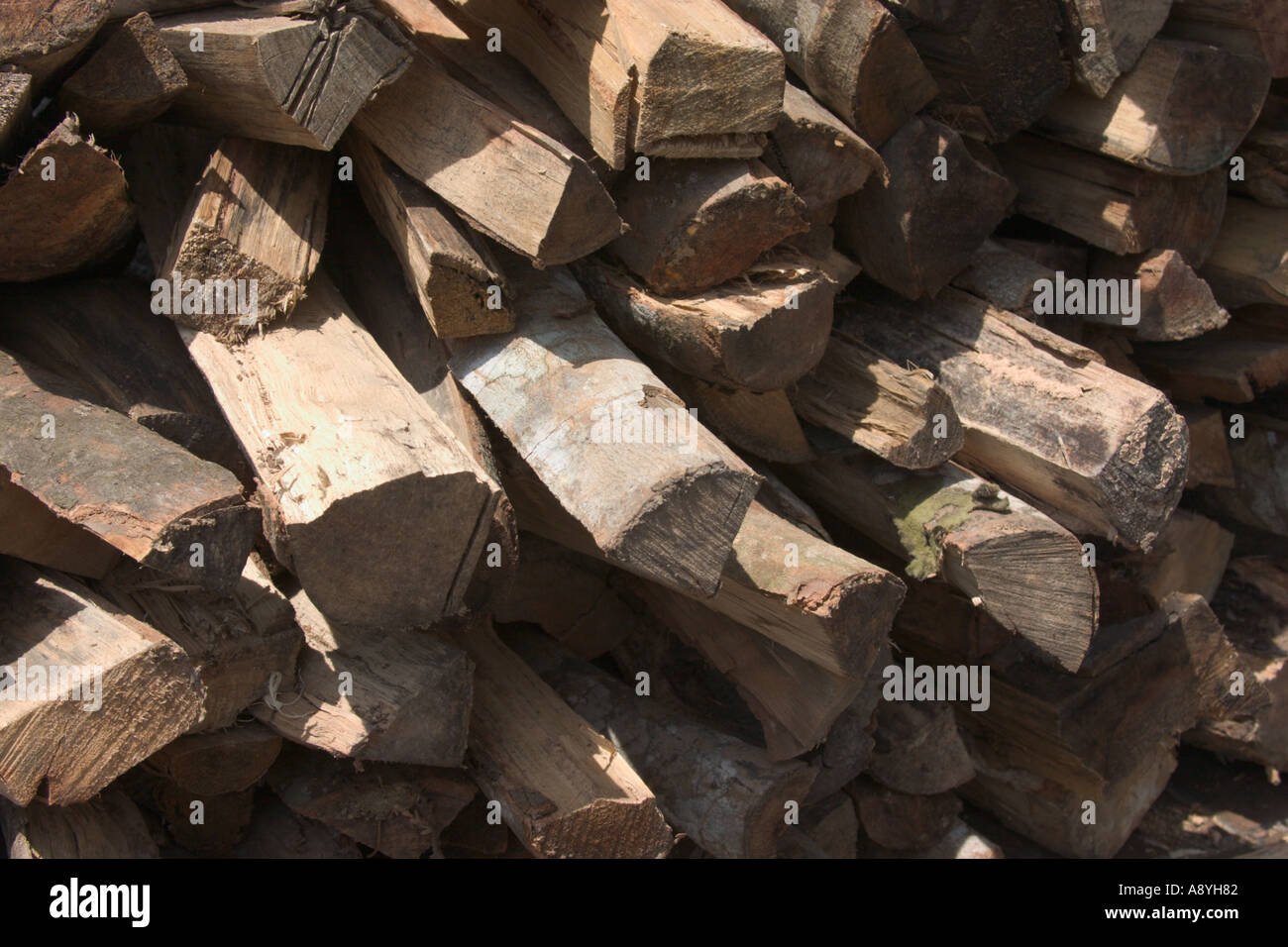 chopped wooden logs for fire wood Stock Photo - Alamy