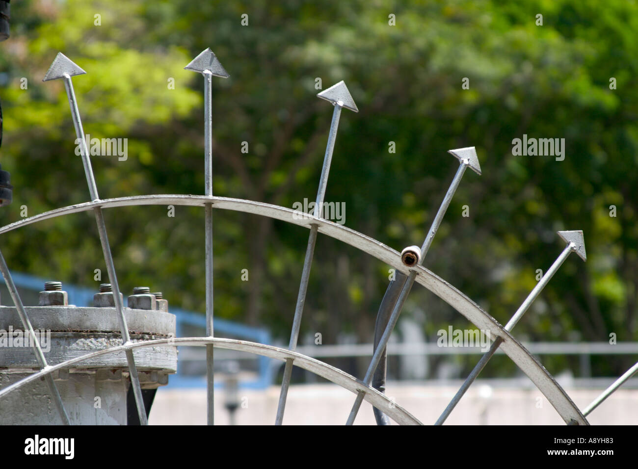 pipe barrier fencing with arrow tips Stock Photo - Alamy