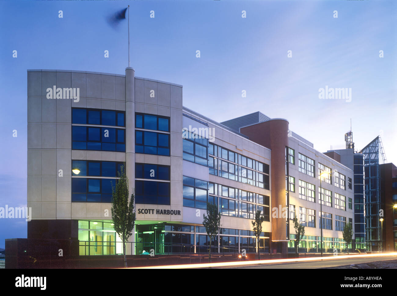 Scott Harbour Building at Dusk Cardiff Bay South Wales Stock Photo - Alamy