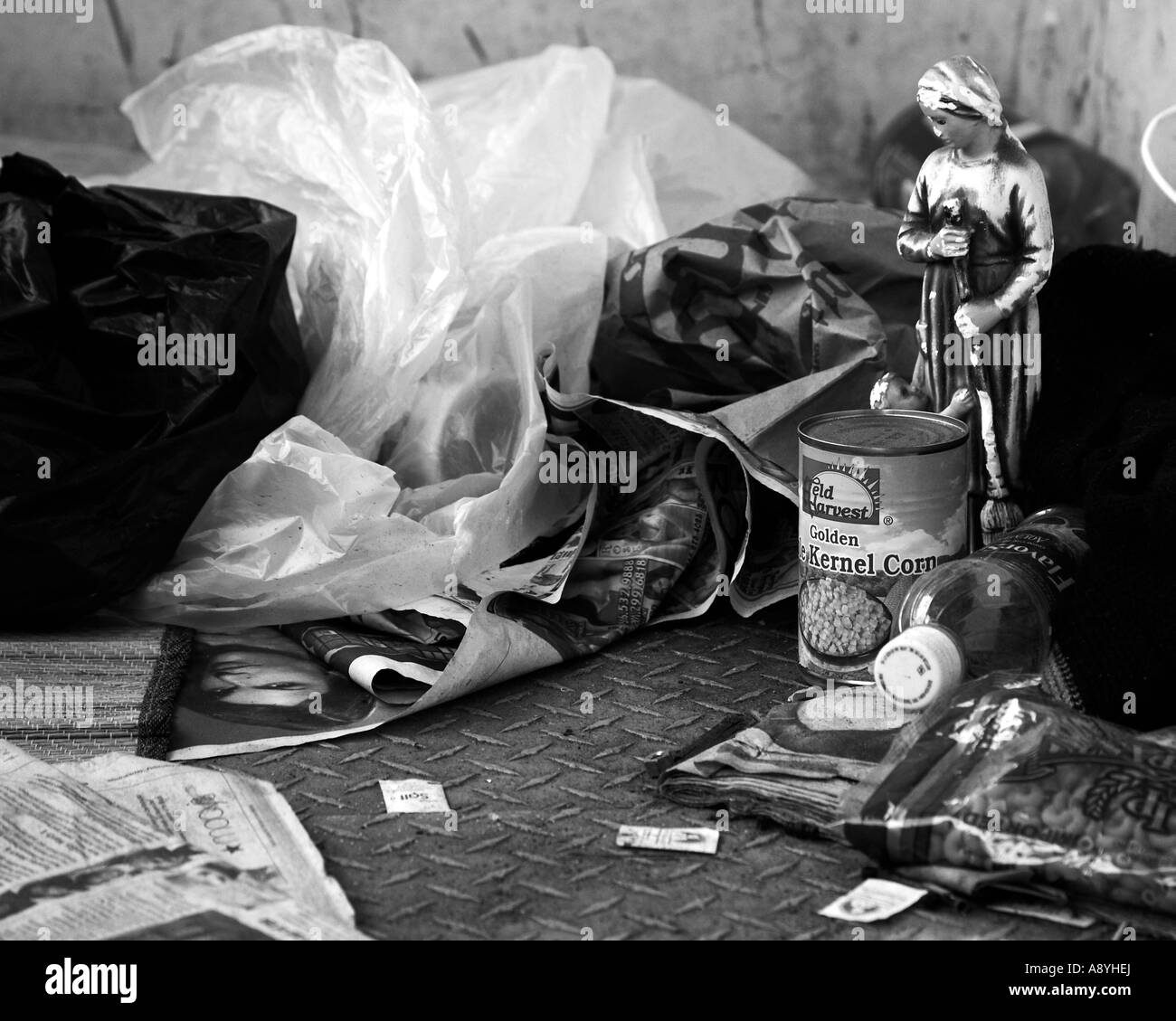Homeless trash can subway hi-res stock photography and images - Alamy