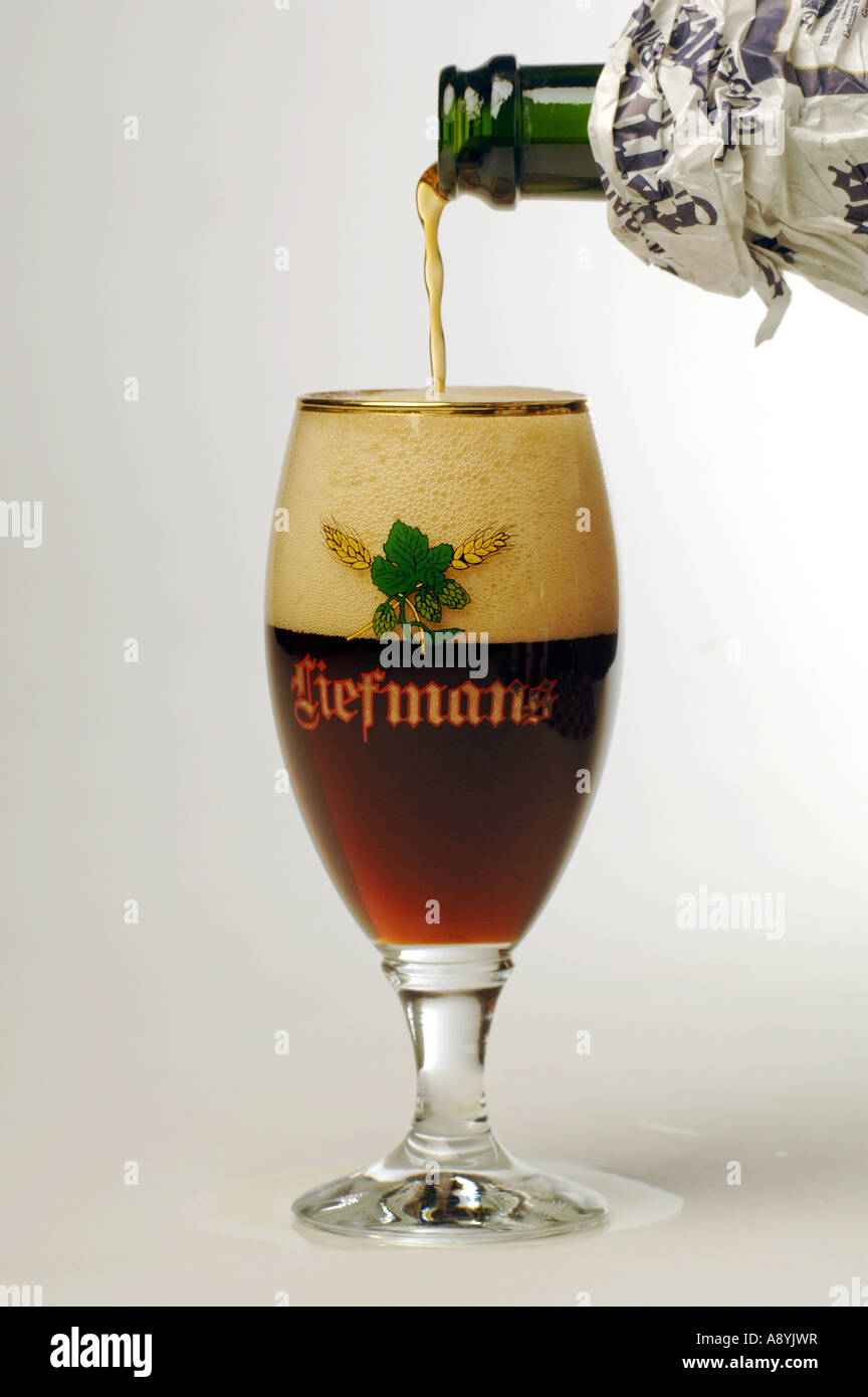 Pouring glass of Liefmans beer Belgium Stock Photo - Alamy