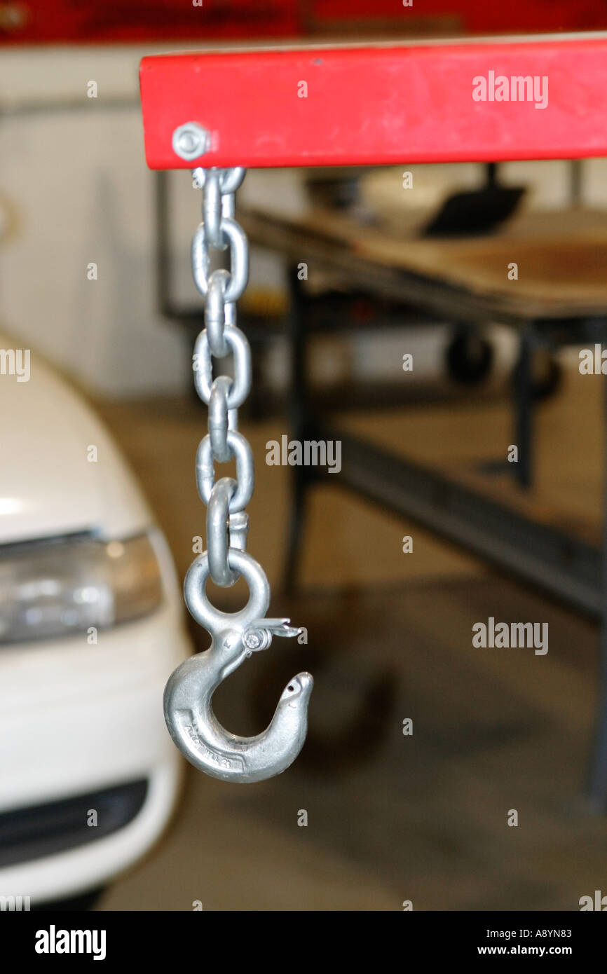 Large hook on chain Stock Photo - Alamy