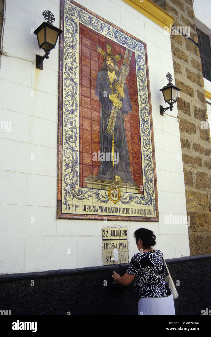 Jesus Nazareno glazed tile at Santa Maria Church CADIZ city Cadiz ...
