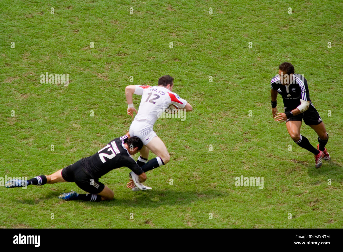 New Zealand Doherty Tacled by Lawrence from Fiji Hong Kong Sevens Ruby ...
