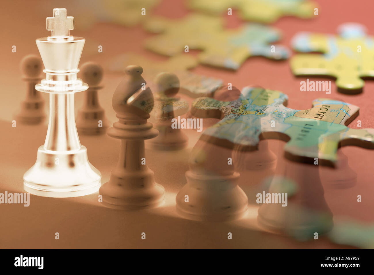 Chess Pieces and Jigsaw Puzzle Stock Photo - Alamy