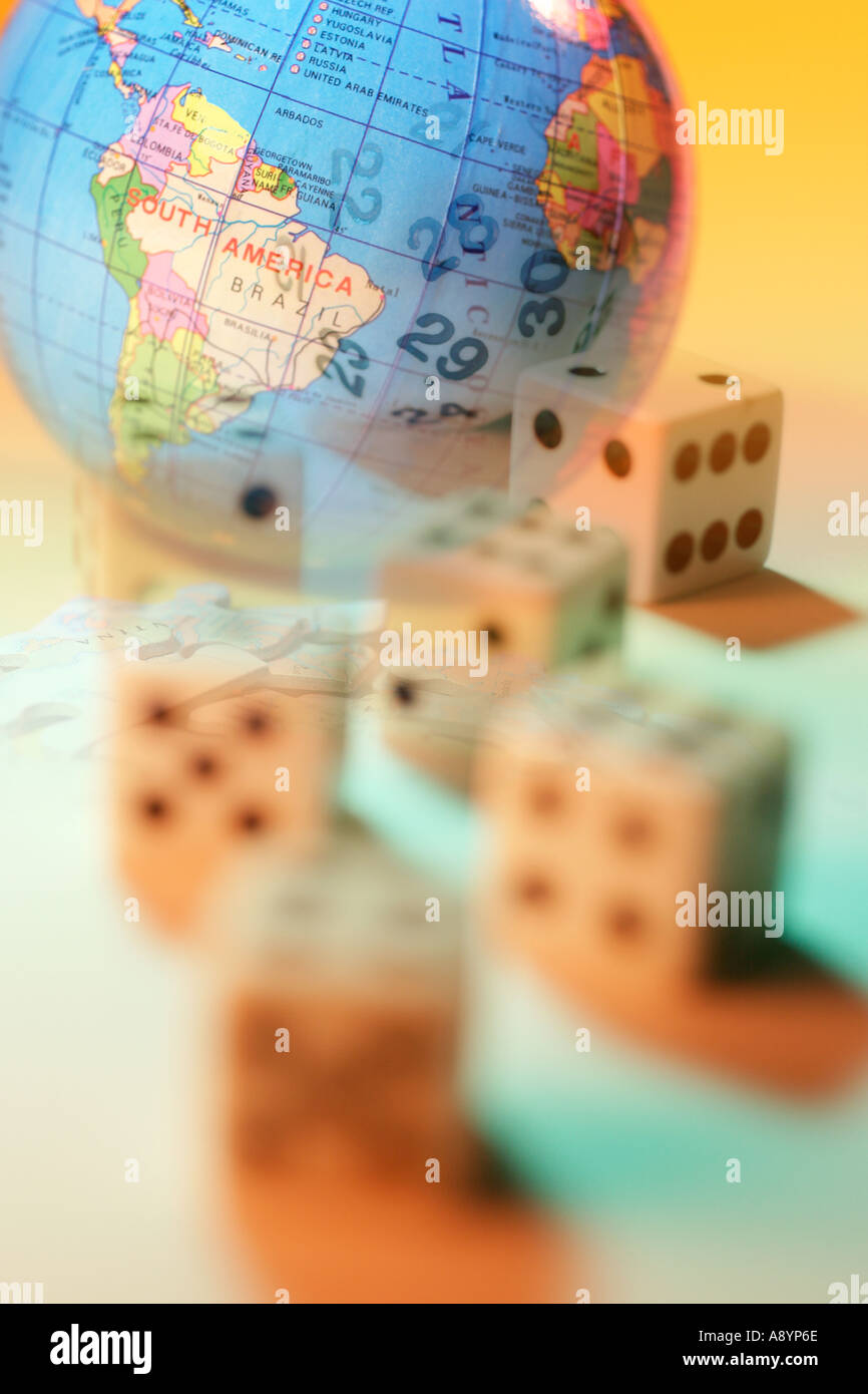 Globe and Dice Stock Photo - Alamy