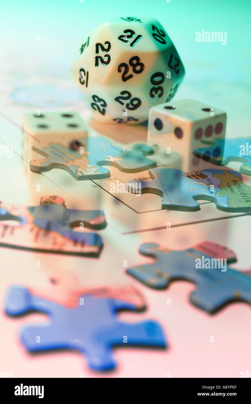 Dice and Puzzle Pieces Stock Photo - Alamy