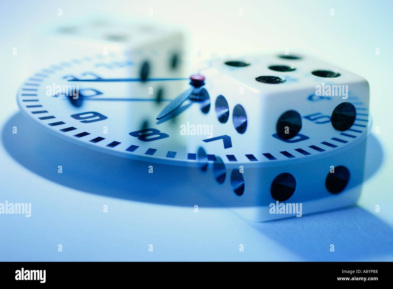 Clock and Dice Stock Photo - Alamy