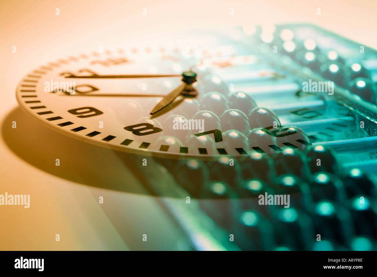 Clock and Abacus Stock Photo - Alamy