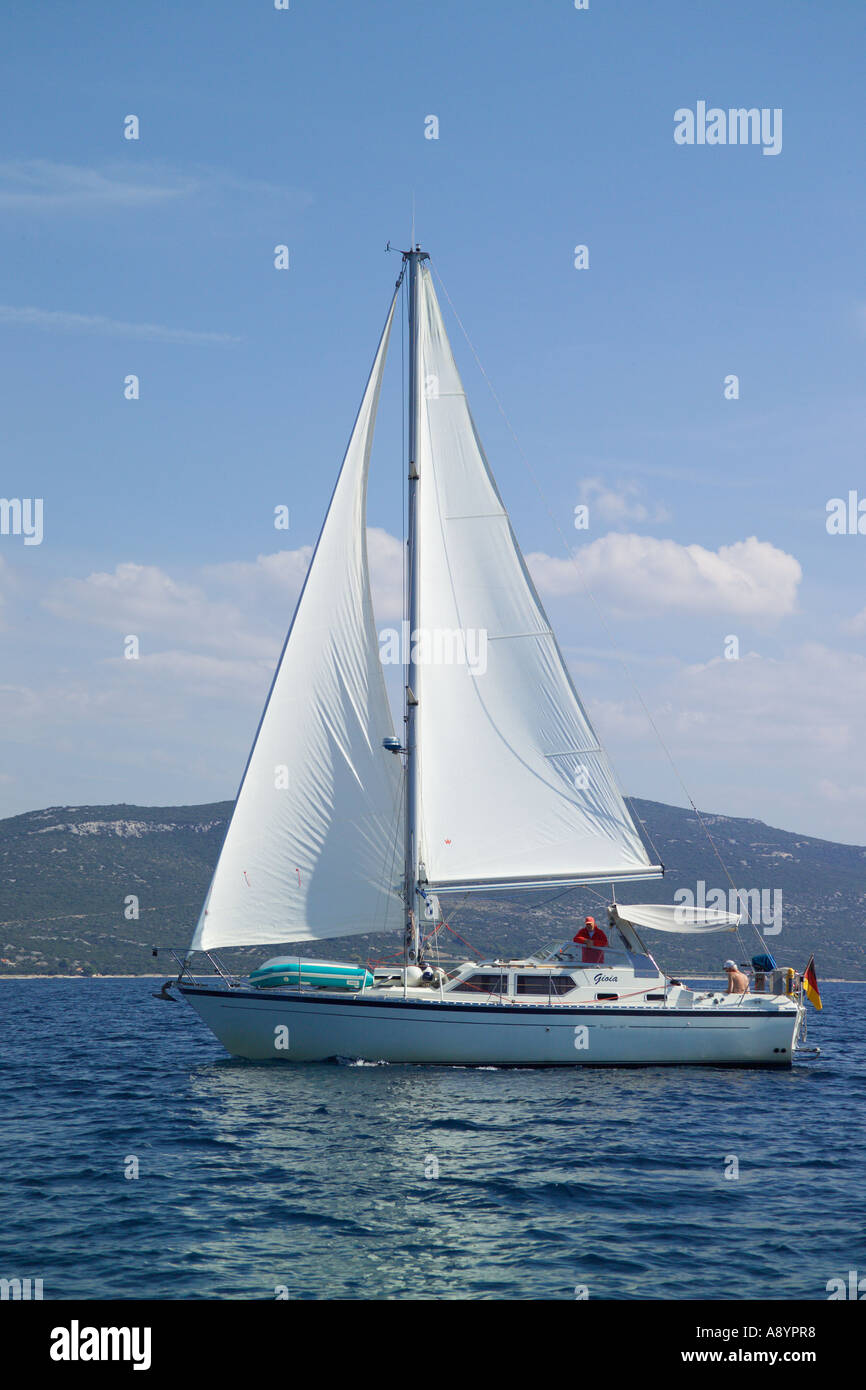 Sloop rigged yacht Adriatic Croatia Stock Photo - Alamy