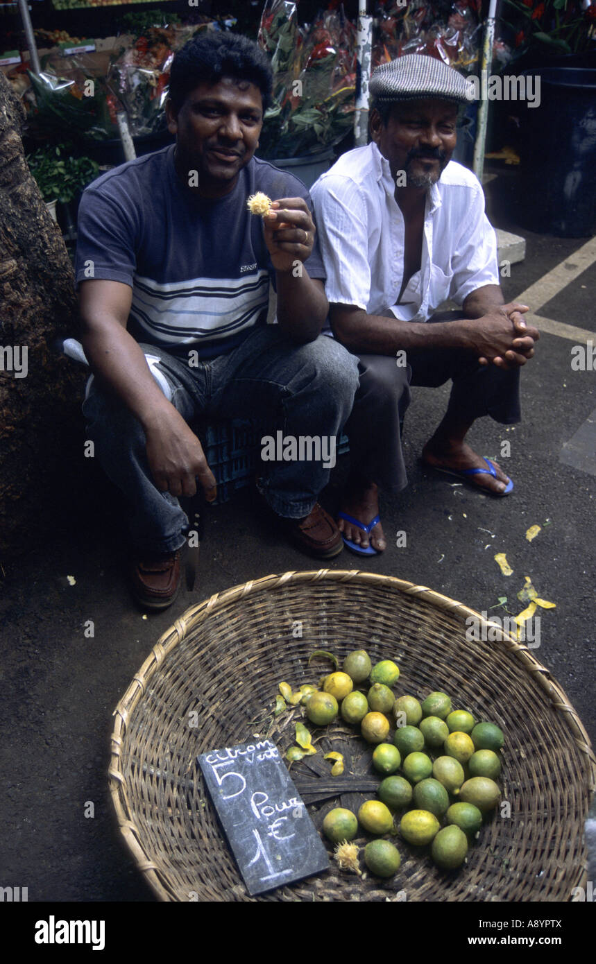 Selling lemons in fruit and vegetable market of Saint Denis REUNION ...