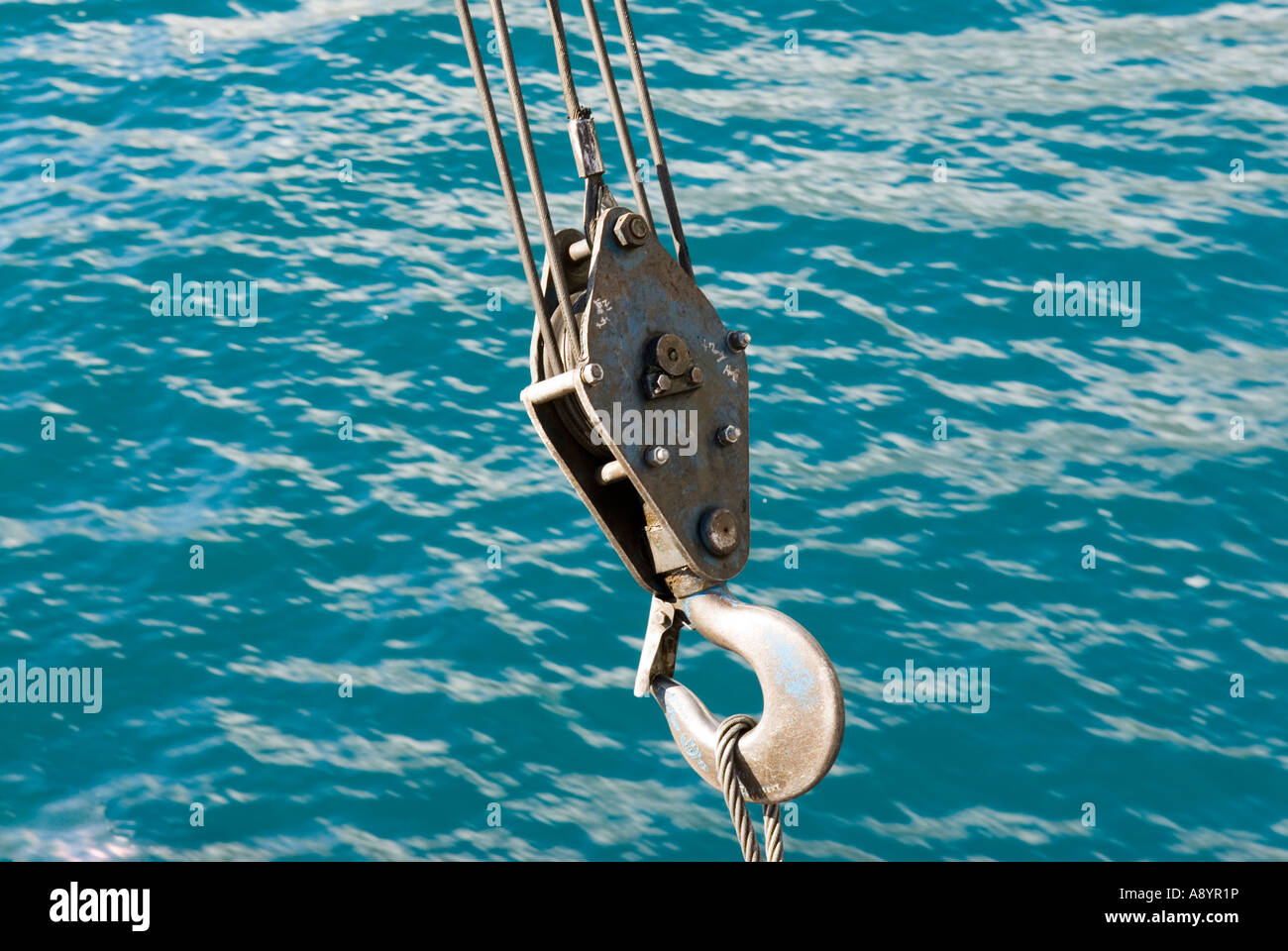 Ships hook and pulley Stock Photo - Alamy