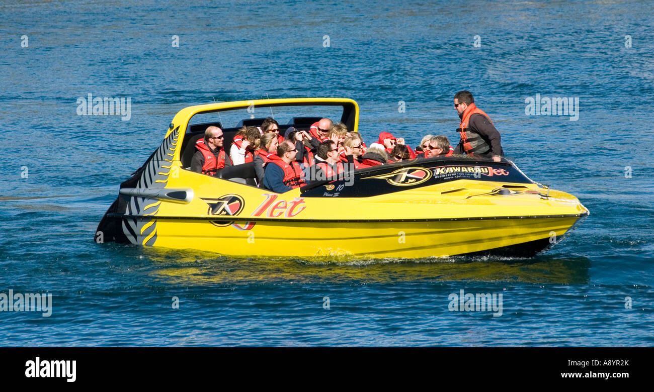 Passenger receive a briefing on the K Jet jetboat on Lake Wakatipu ...