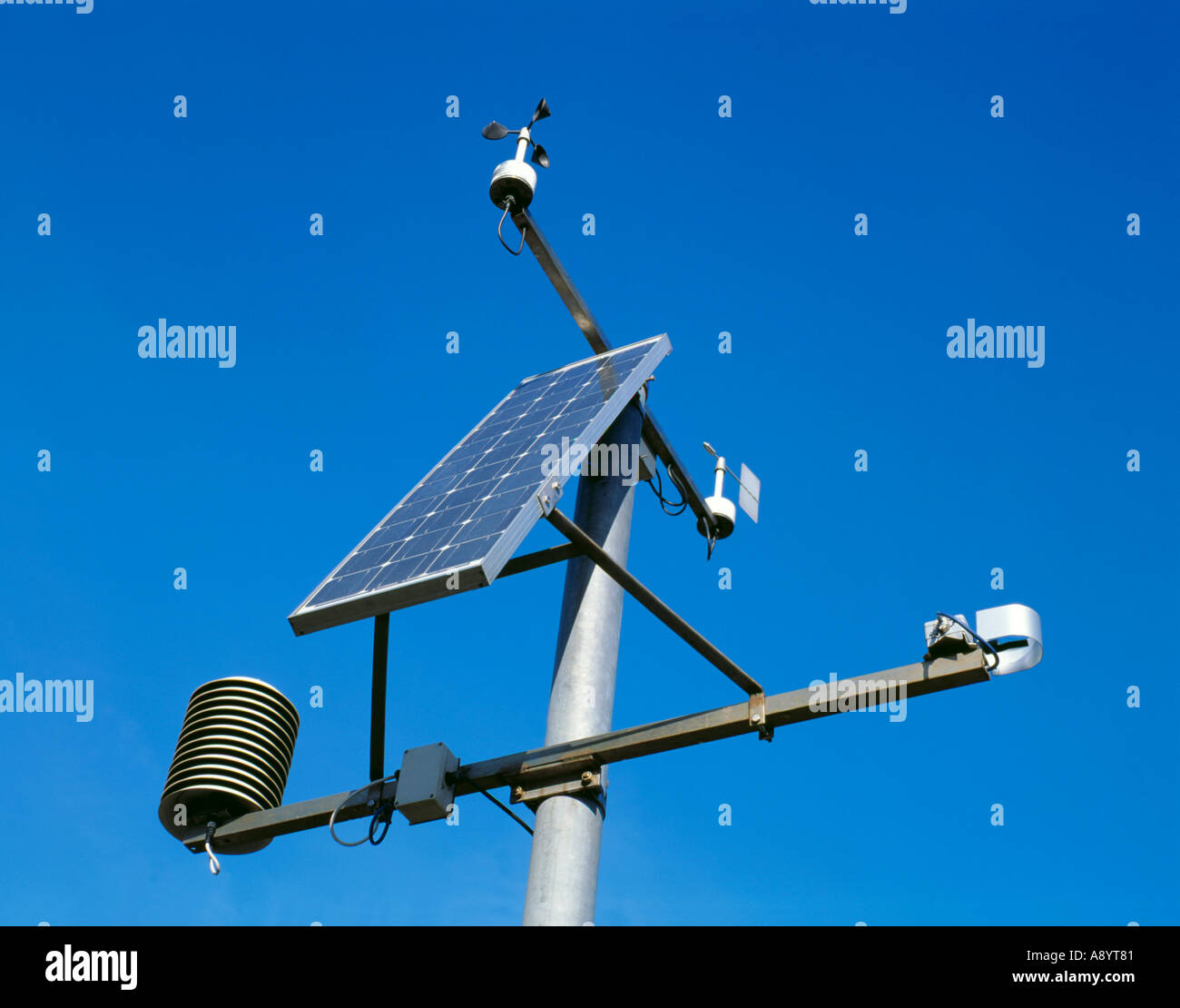 Solar powered roadside weather monitoring station, England, UK Stock ...
