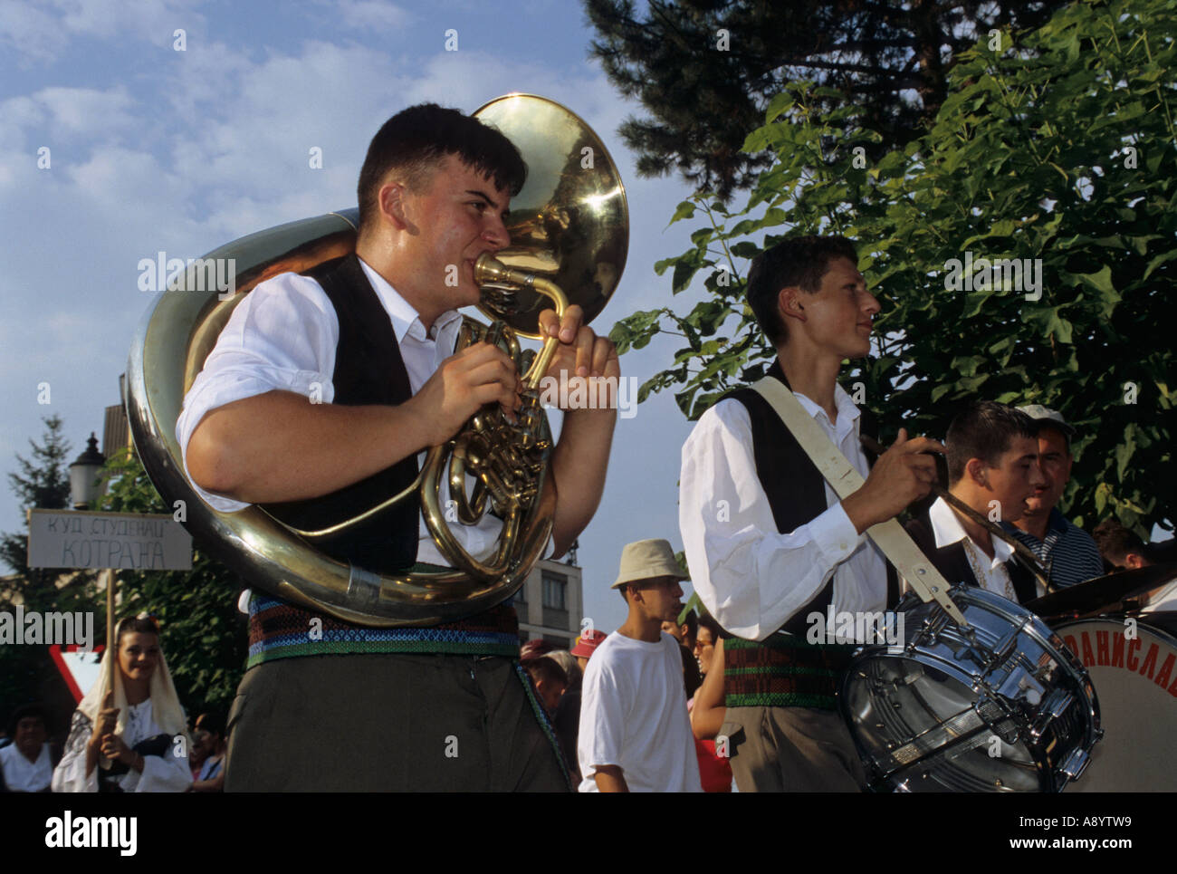 traditional music band on the street of Guca during the Balcanic ...