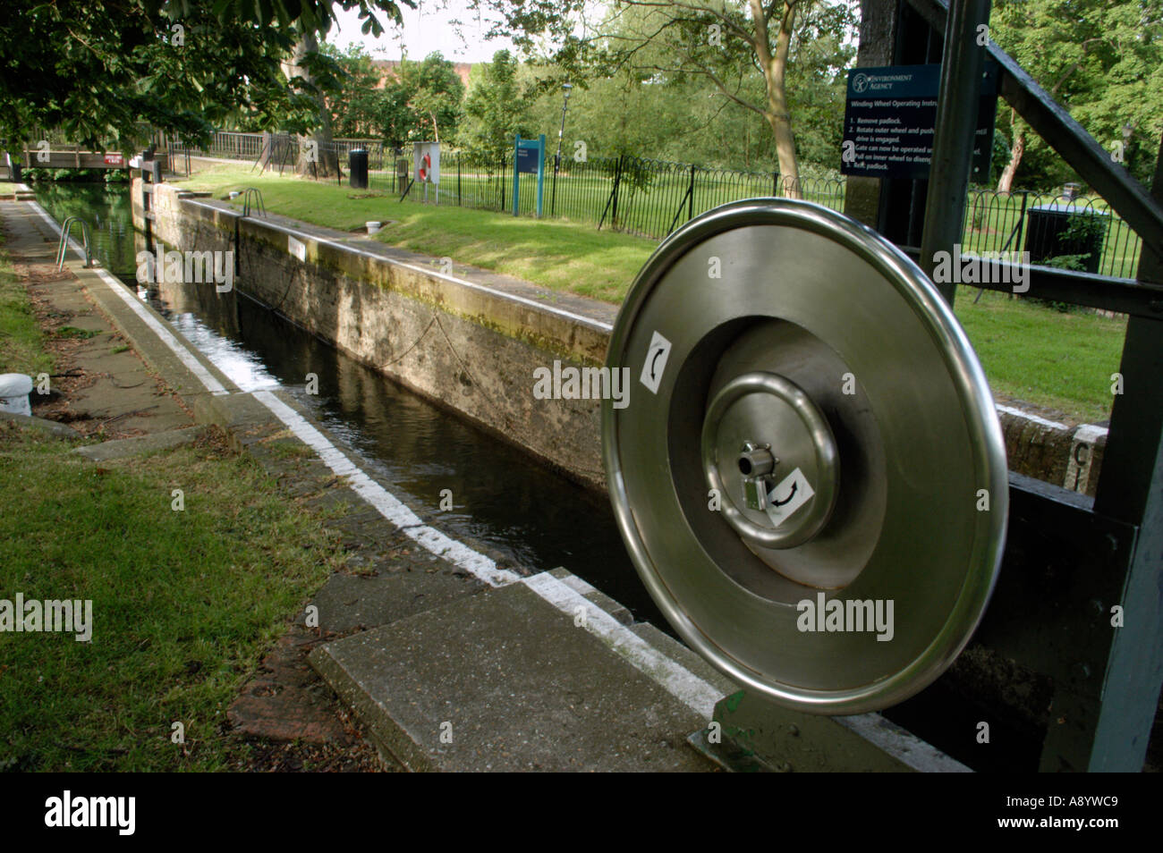 lock gate wheel used to boats barges and vessels between rivers Stock ...