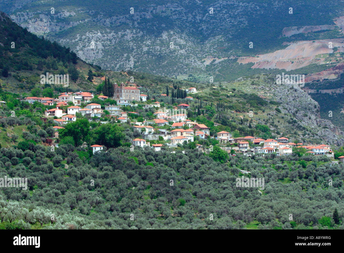 Panoramic view of Amfissa with mountains in the background Central ...