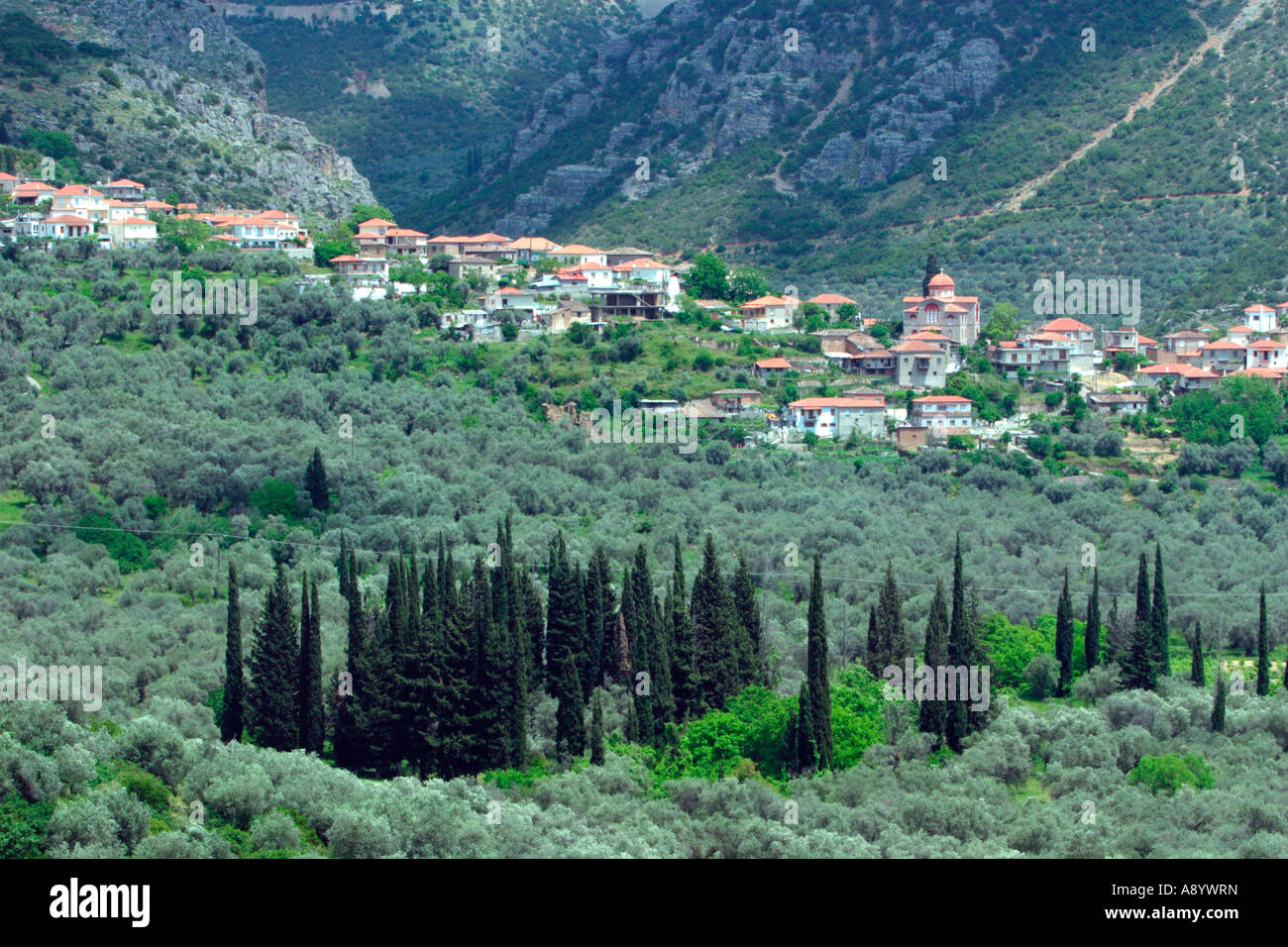 Panoramic view of Amfissa with mountains in the background Central ...