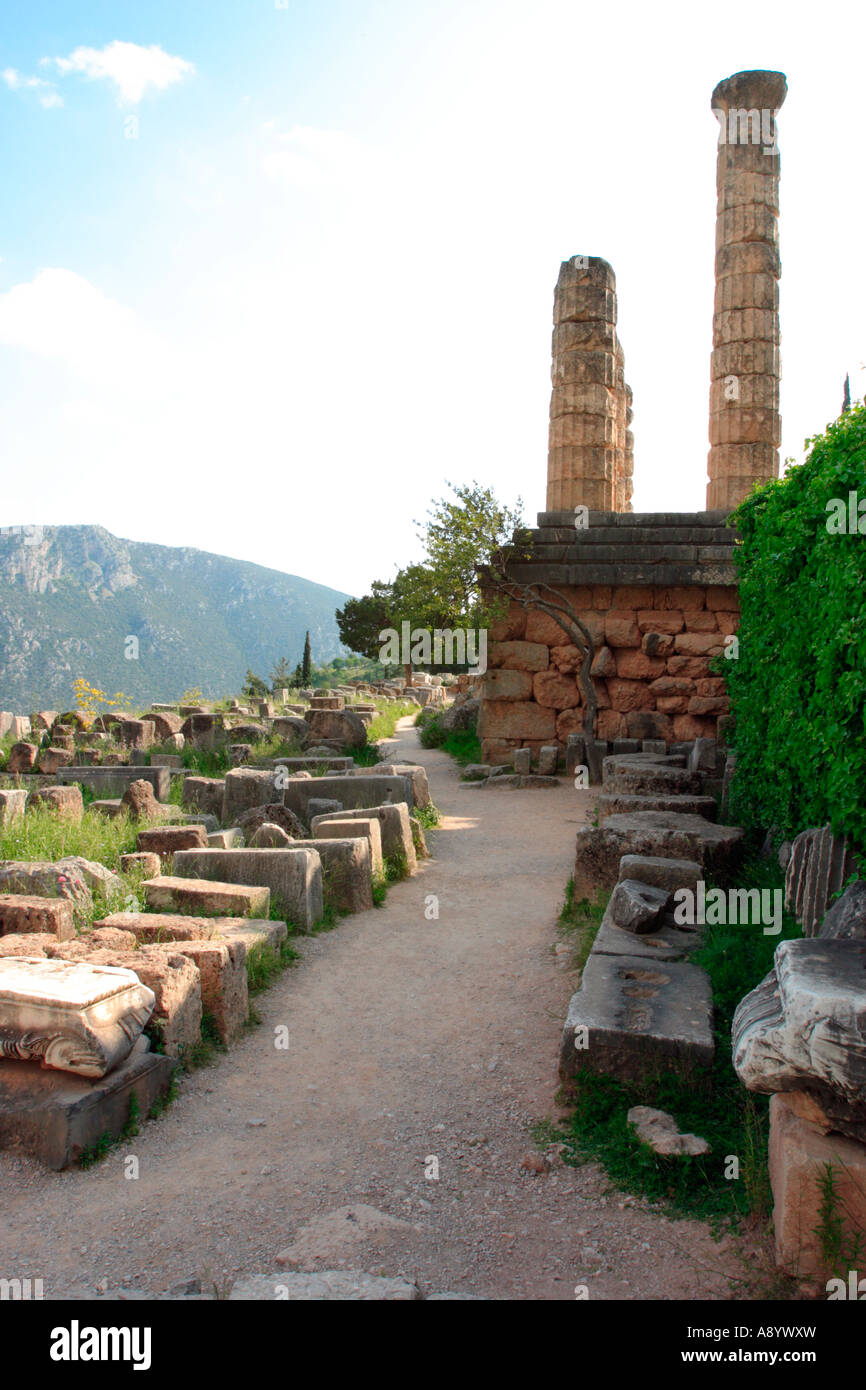 Ruins of the Temple of Apollo Delphi Greece Stock Photo - Alamy