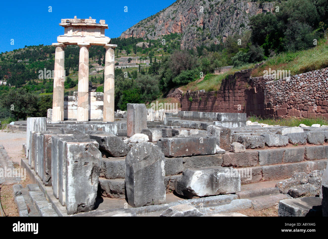 Ruins of the Tholos at the Sanctuary of Athena Delphi Greece Stock ...