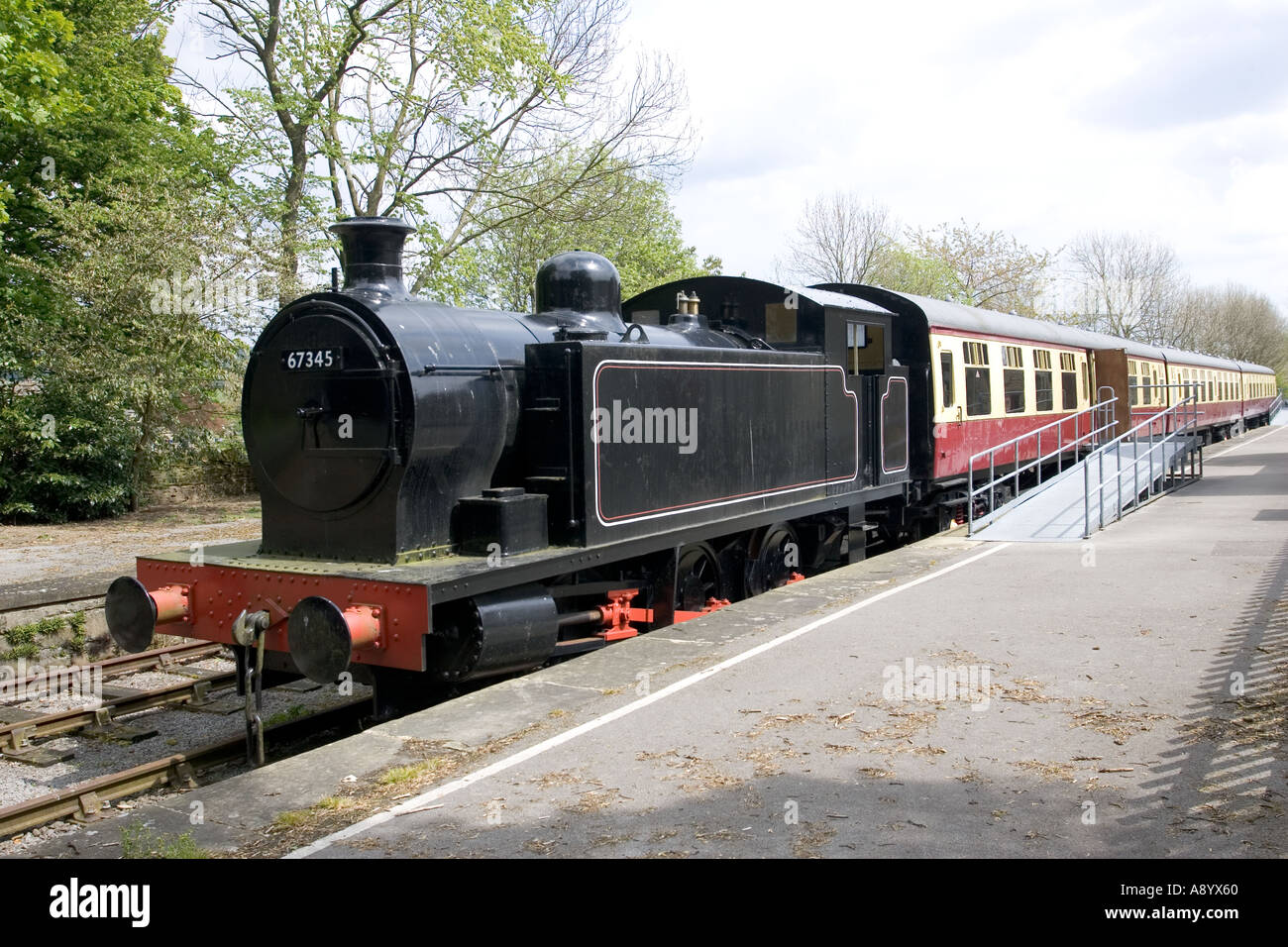 Old steam train and carriages Hawes Railway Station North Yorkshire UK ...