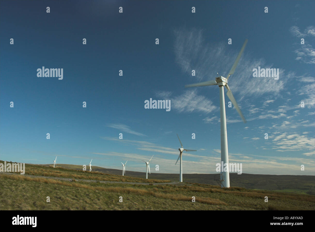 Windfarm wind turbines propellor renewable energy generator electricity ...