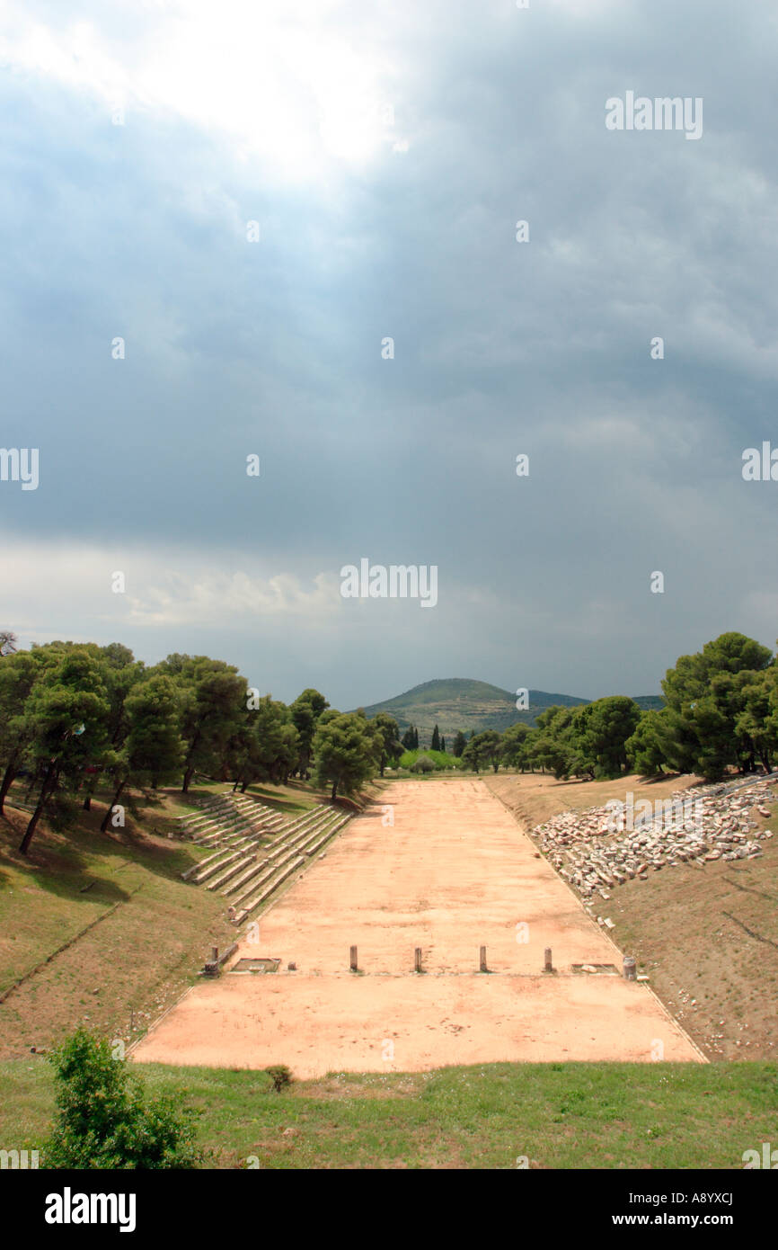 View of the stadium in Epidaurus Greece Stock Photo - Alamy