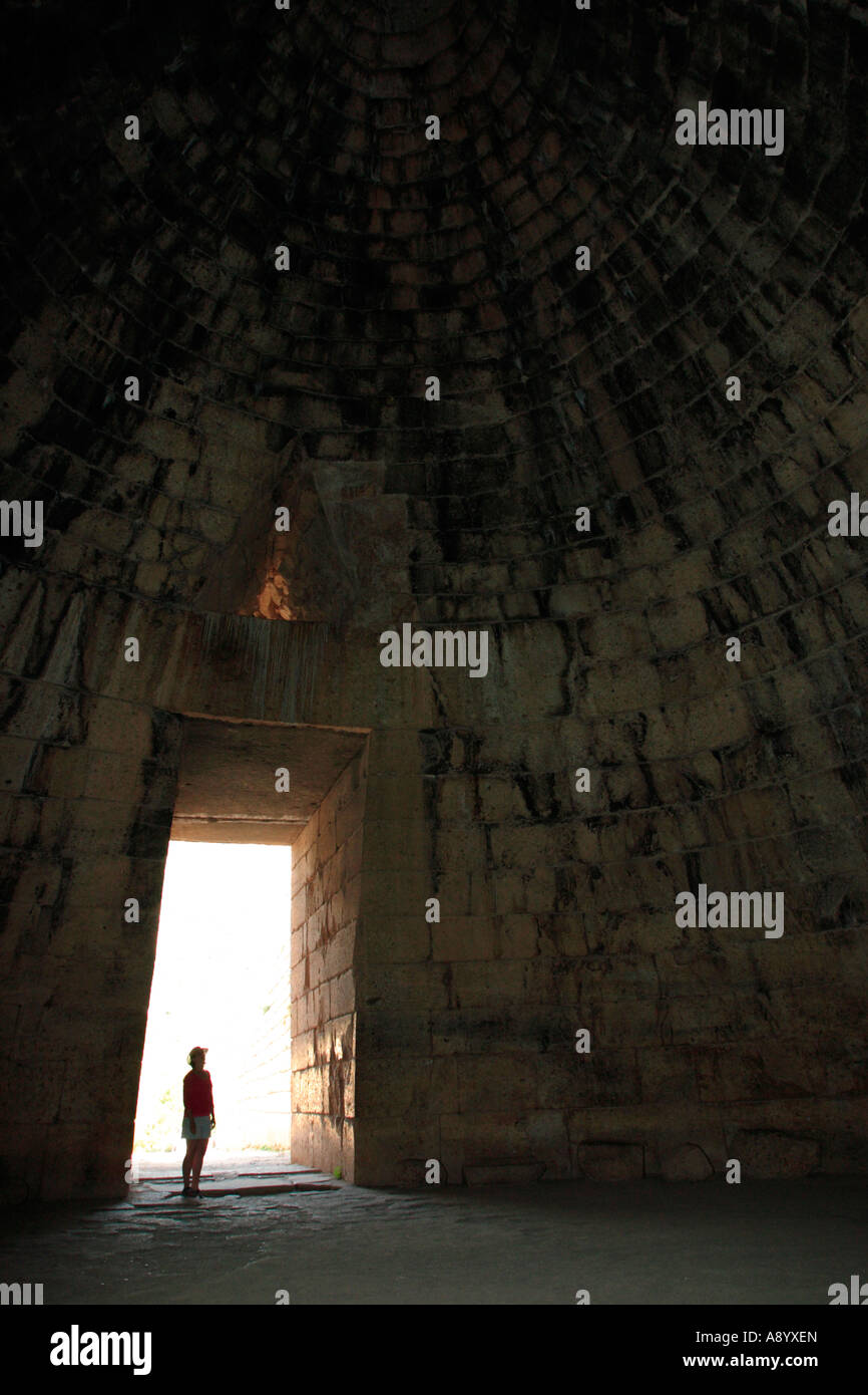 Interior view of Treasury of Atreus Tholos tomb Mycenae Peloponnese ...