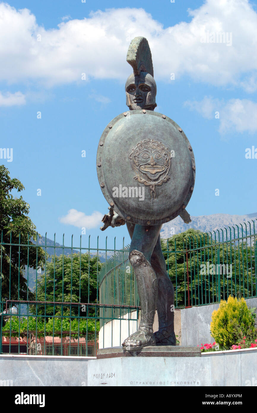 Statue of Spartan king Leonidas in Sparta Greece Stock Photo - Alamy