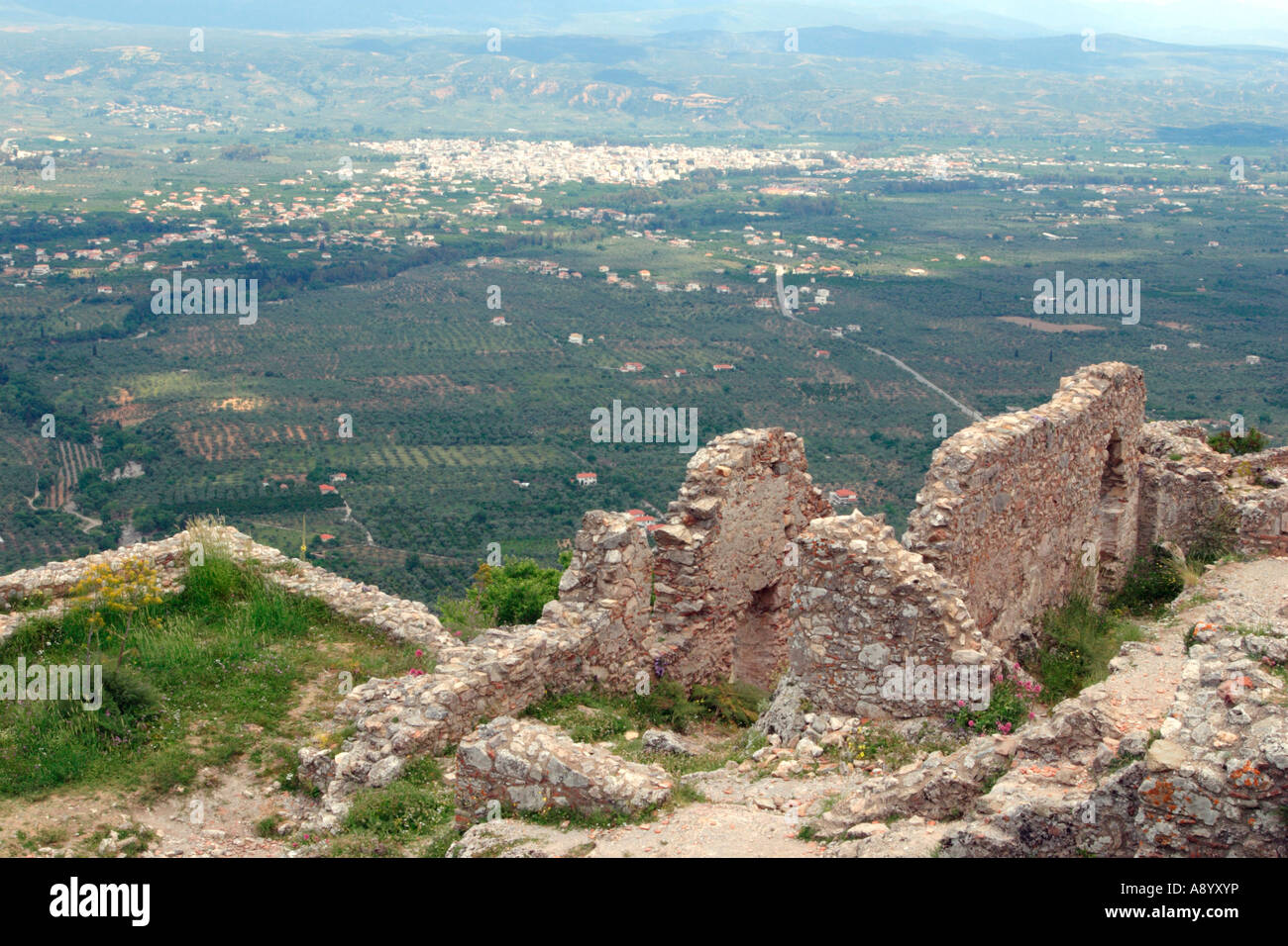 Panoramic view from the citadel of Mystras Stock Photo - Alamy